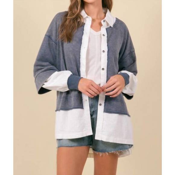 DOE AND RAE | Sweaters | New Doe And Rae French Terry Cardigan In Blue ...